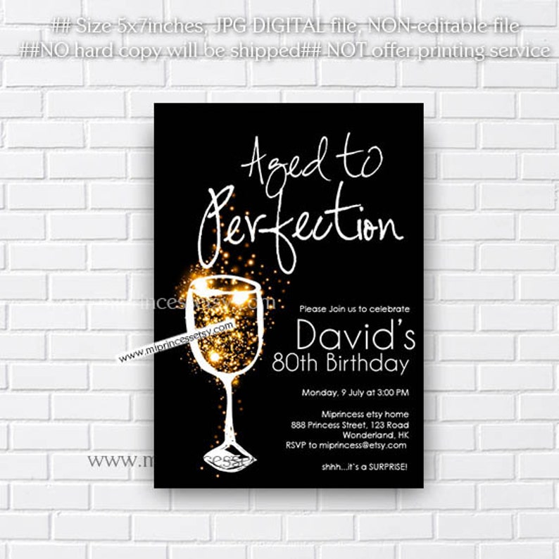 Wine Invitation Aged To Perfection Men Birthday Party Invite Etsy