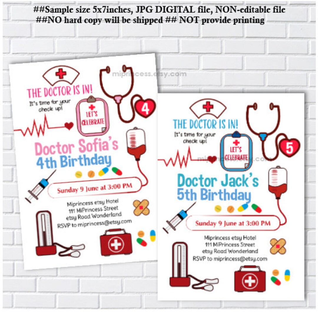 Kids Doctor Party Invitation, Kid Nurse Invitation Dress up Party ...
