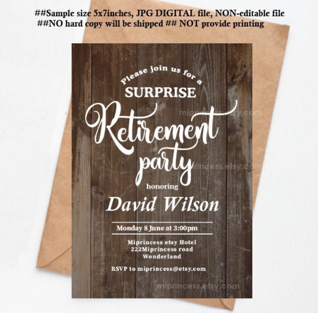 Retirement Invitation, Rustic Retiring Invite, Rustic Wood Retro Wood ...