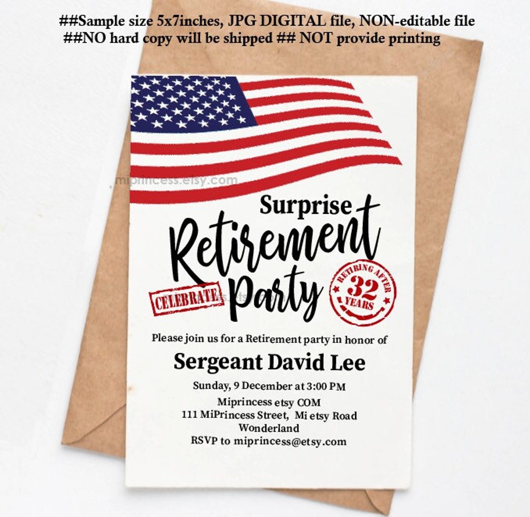 Military Retirement Party, Army Retirement Invitation, Army Party ...