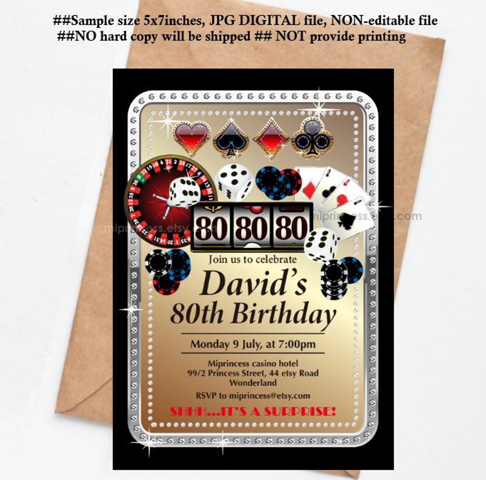 Slot machine invite casino invitation adult birthday party | Etsy