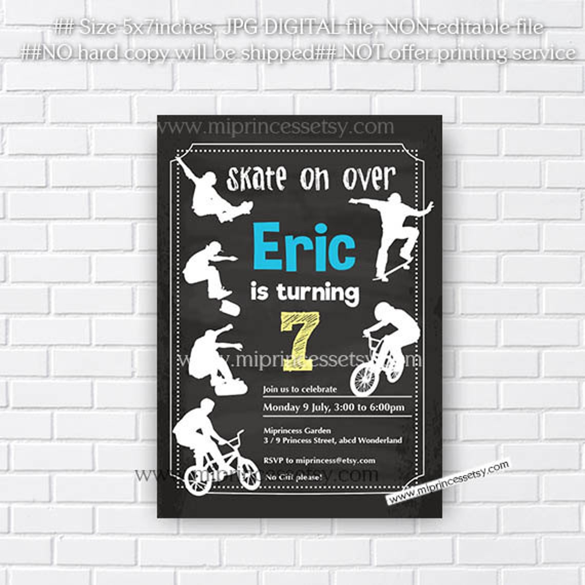 Scooter Invitation Boy Birthday Party Skateboard Bike Party - Etsy