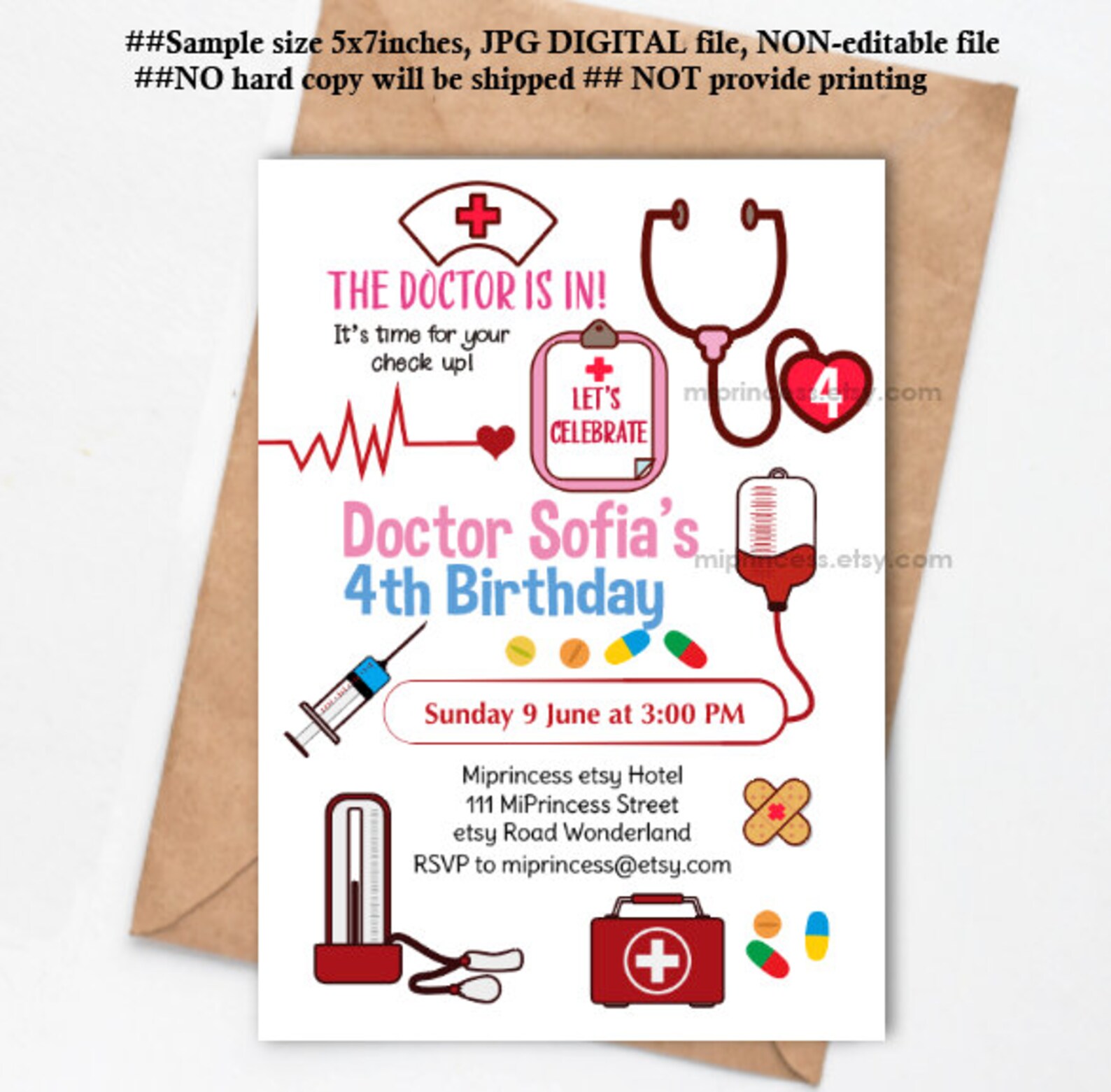 Kids Doctor Party Invitation Kid Nurse Invitation Dress up - Etsy