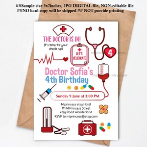 Kids Doctor Party Invitation, Kid Nurse Invitation Dress up Party ...