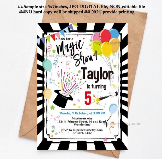Magician Birthday Invitation Magic Show Party Any Age 1st 2nd - Etsy