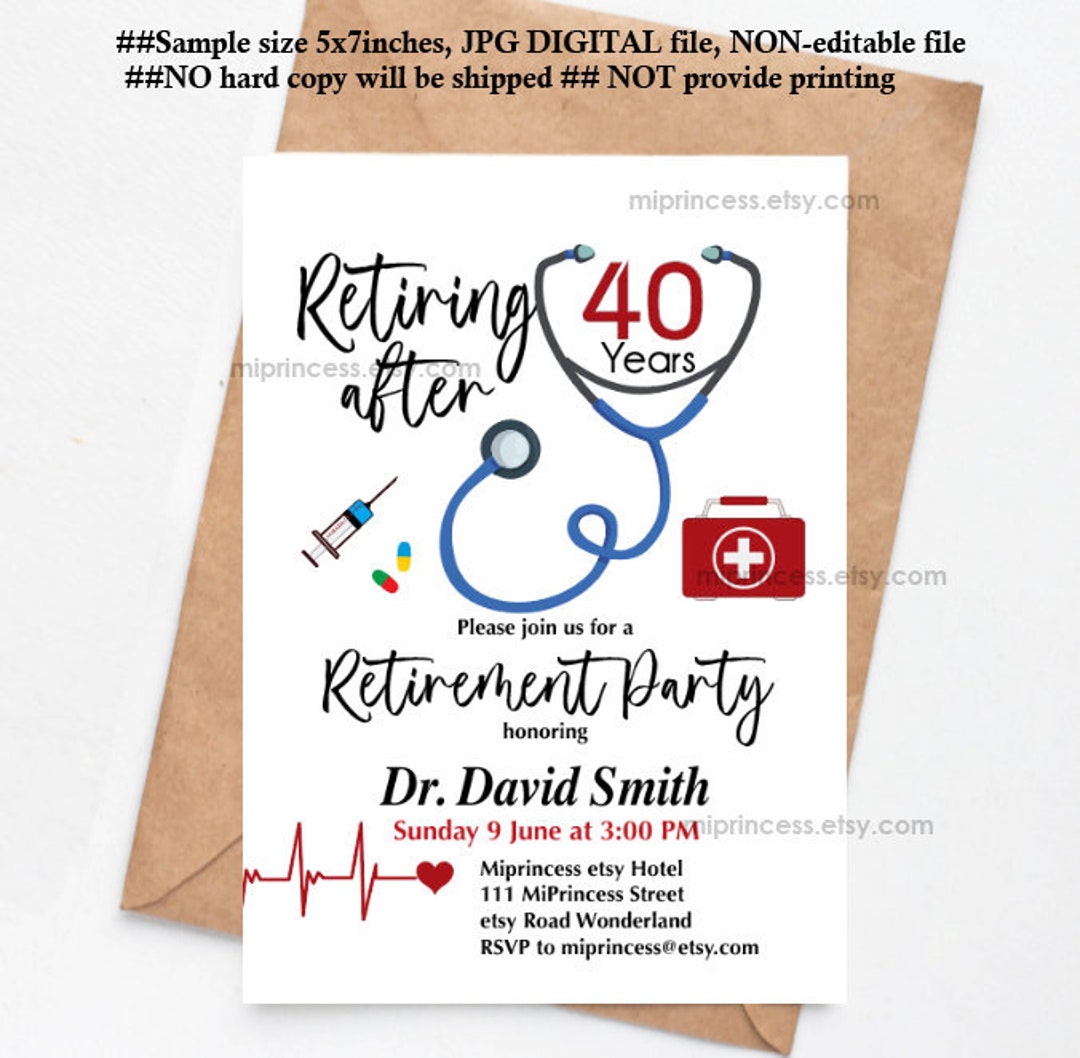 Doctor Retirement Invitation Nurse Medical Retirement 1587 (digital ...