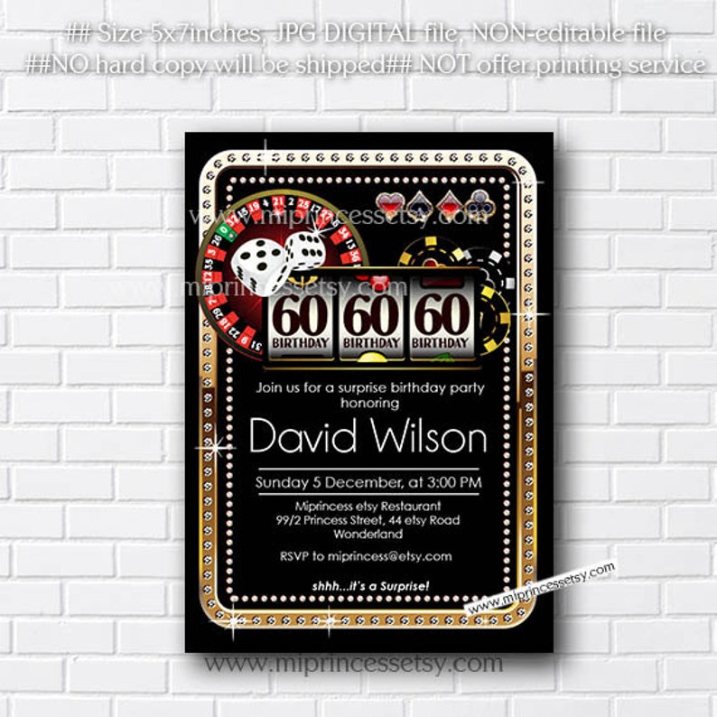 Slot machine casino invitation adult birthday party gambling | Etsy