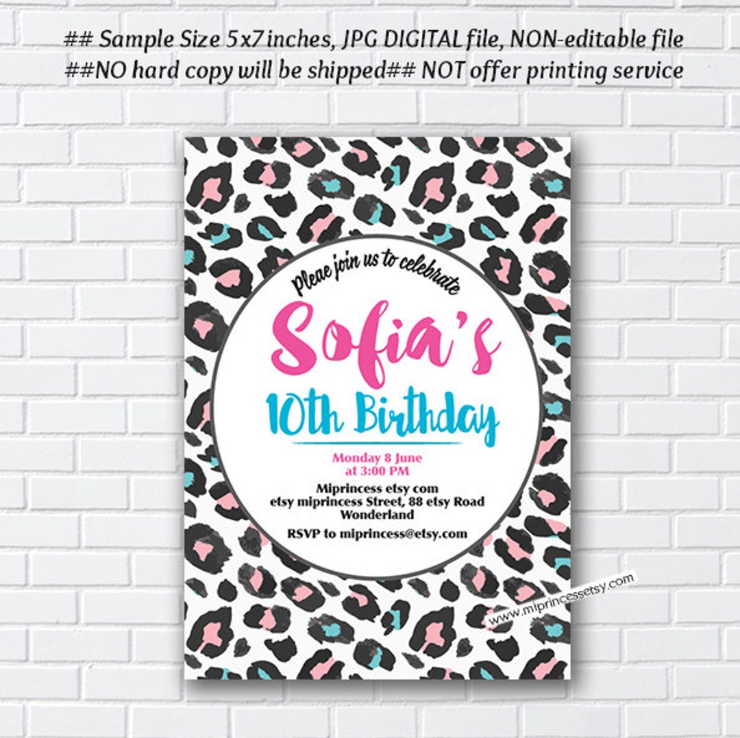 Leopard Invitation, Cheetah Invite, Girl Birthday Party , Leopard ...