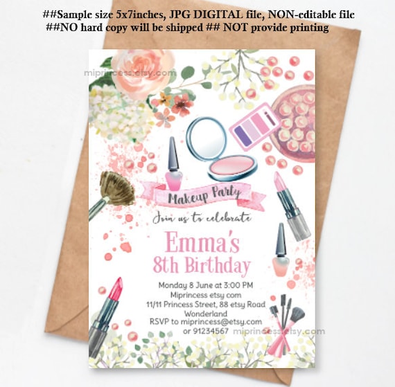 Create Makeover 8th Birthday Party Invitations Art Birthday Party