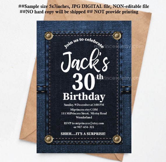 Denim Birthday Invitation Denim Party Men Birthday Boy | Etsy