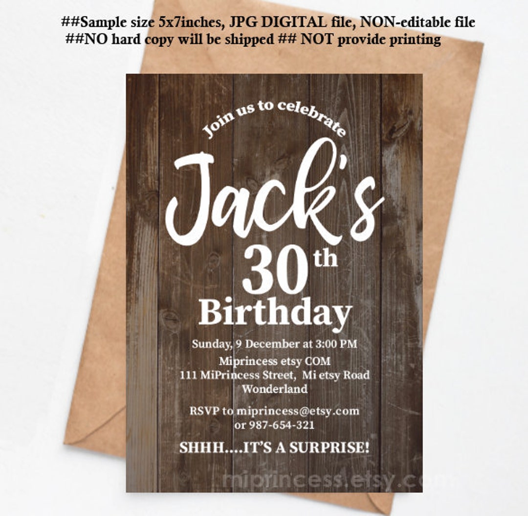 Rustic Invitation Men Birthday Party Invitation, Adult Birthday Country ...