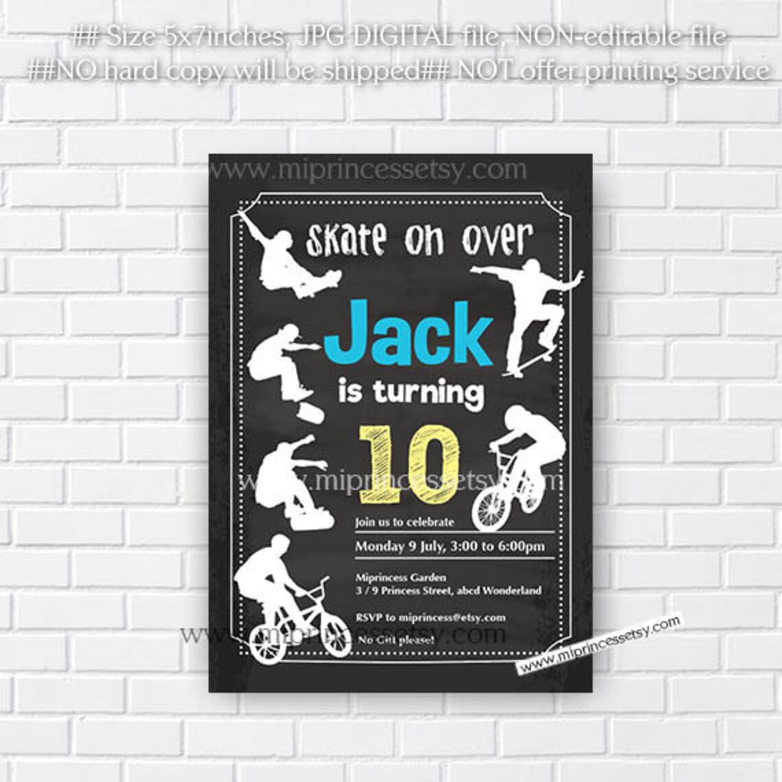Scooter Invitation Boy Birthday Party Skateboard Bike Party - Etsy
