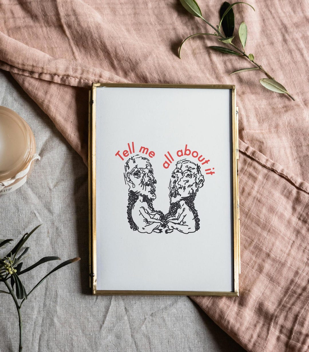 Minimalist Conversation Art Print – Expressive Line Drawing (digital ...