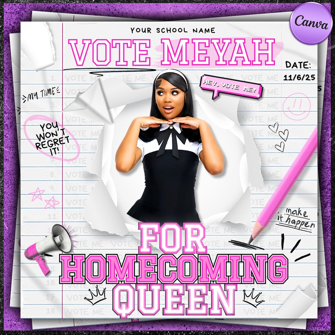 Homecoming Queen Flyer | HOCO Flyer | Homecoming Campaign Flyer | Vote ...