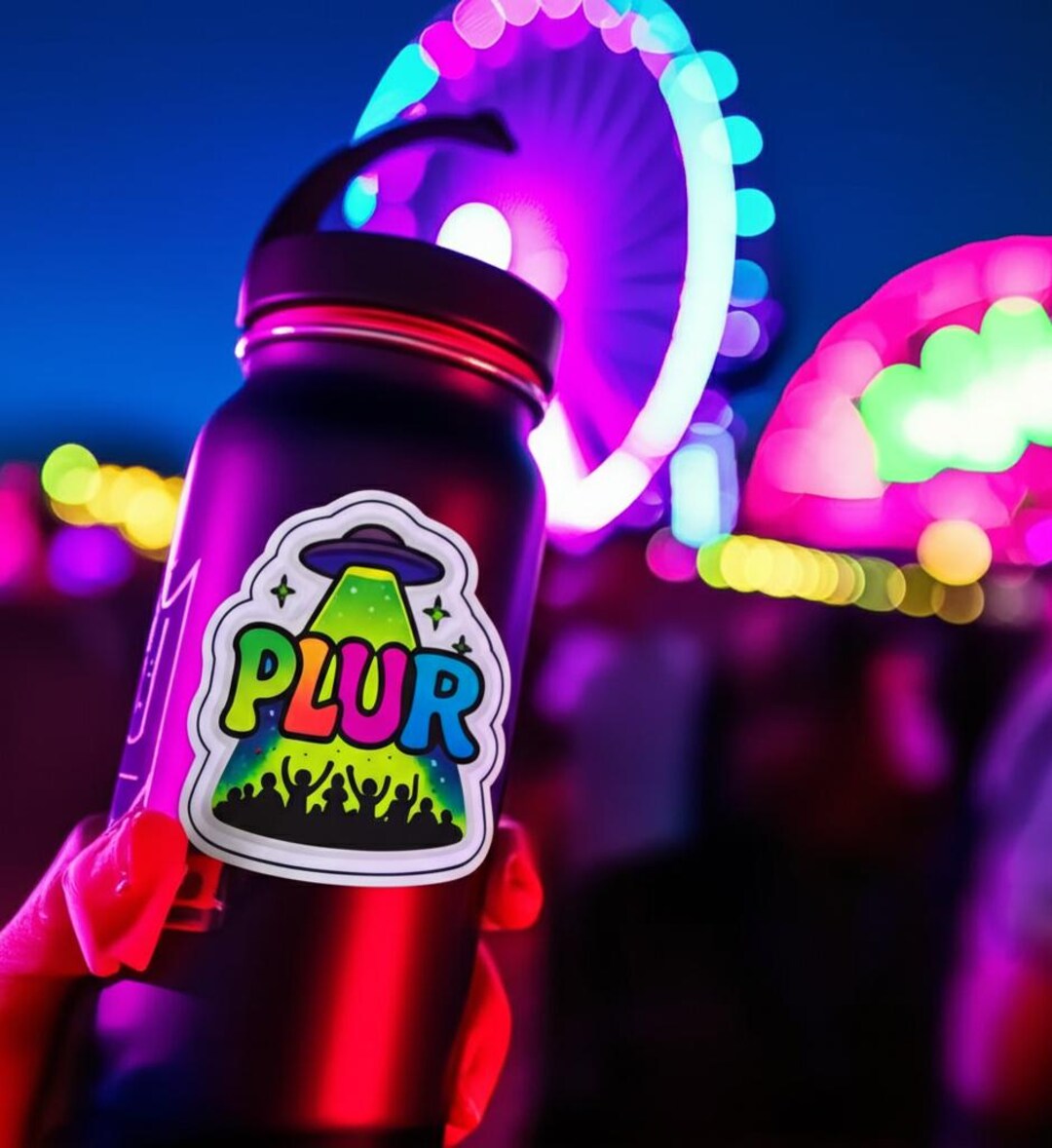 PLUR UFO Abduction Rave Sticker - EDC Orlando Festival Vibes ...