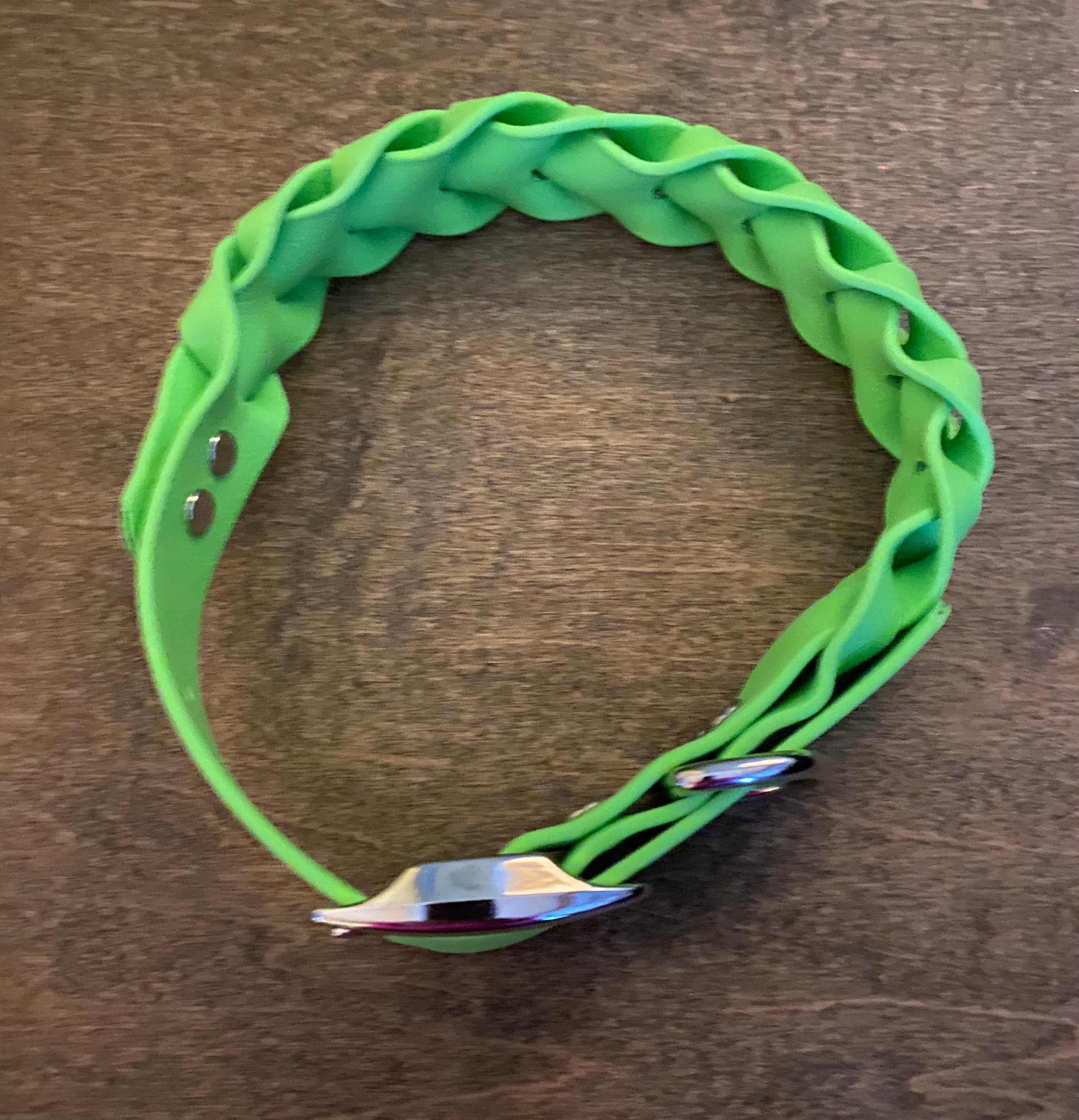 Lime Green Bleed Knot Biothane Dog Collar With Nickle Plated Hardware ...