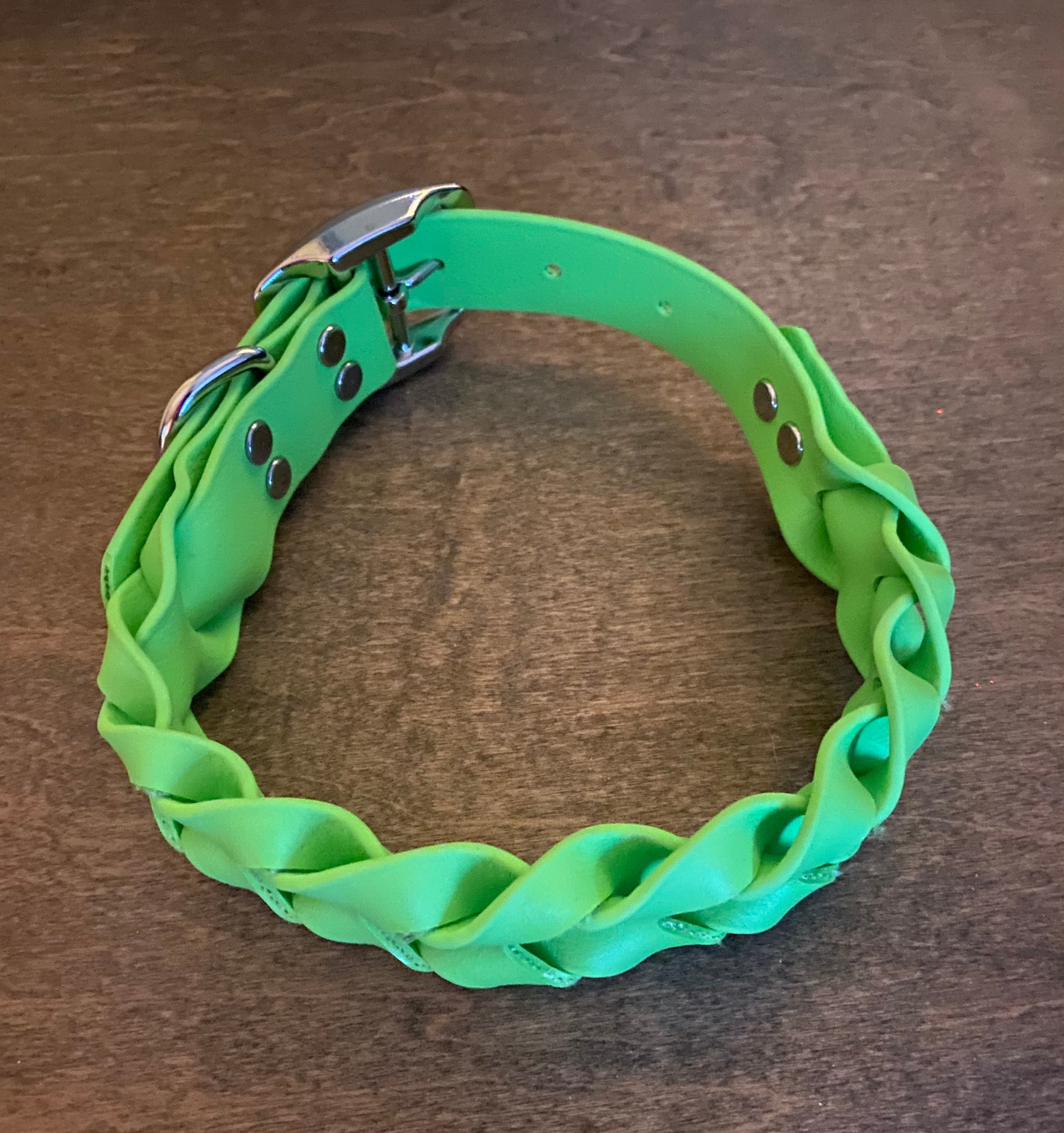 Lime Green Bleed Knot Biothane Dog Collar With Nickle Plated Hardware ...