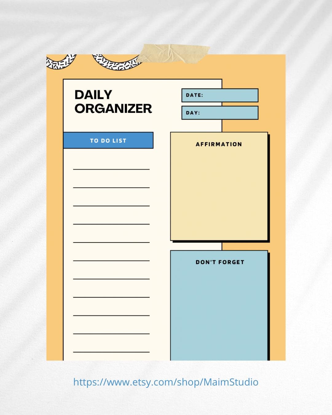 Printable Daily Organizer | To-do List, Affirmation & Reminders ...