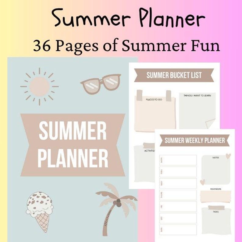 Kids Printable Summer Bundle | 2025 Summer Planner | Kids Number ...