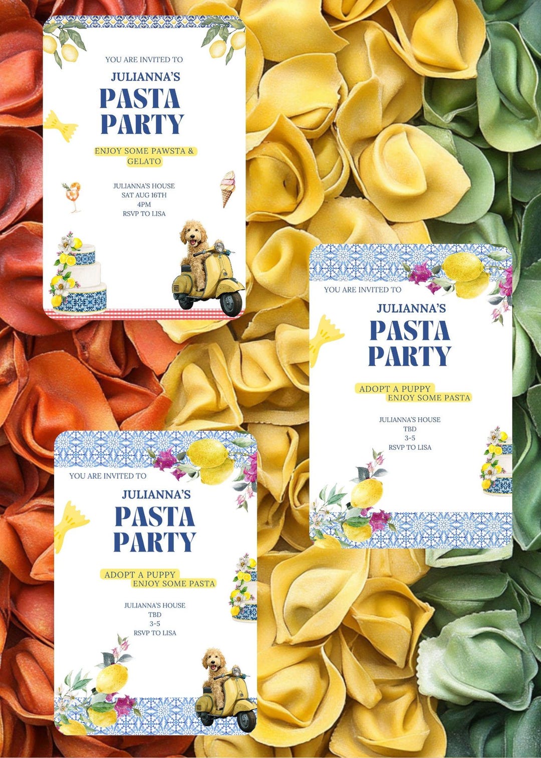 Italian Party Invitation | Pasta Party Invite | Downloadable Editable ...