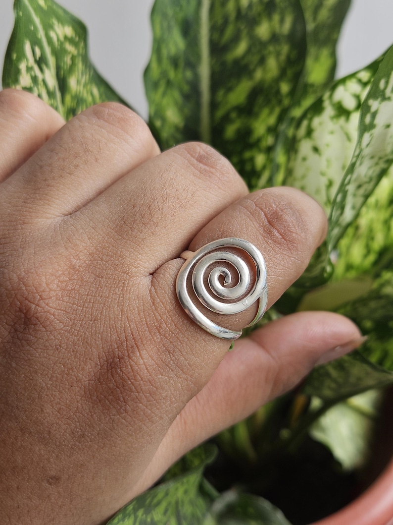 925 Sterling Silver Spiral Ring | Handmade Minimalist Twist Band | Statement Jewelry Gift for ...