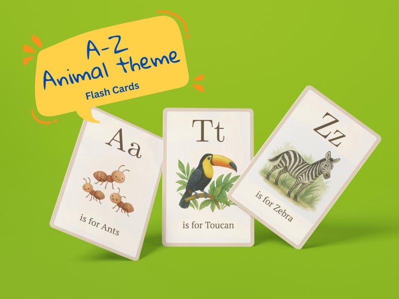 Animal ABC Flash Cards A–Z – Printable Alphabet Cards for Kids ...