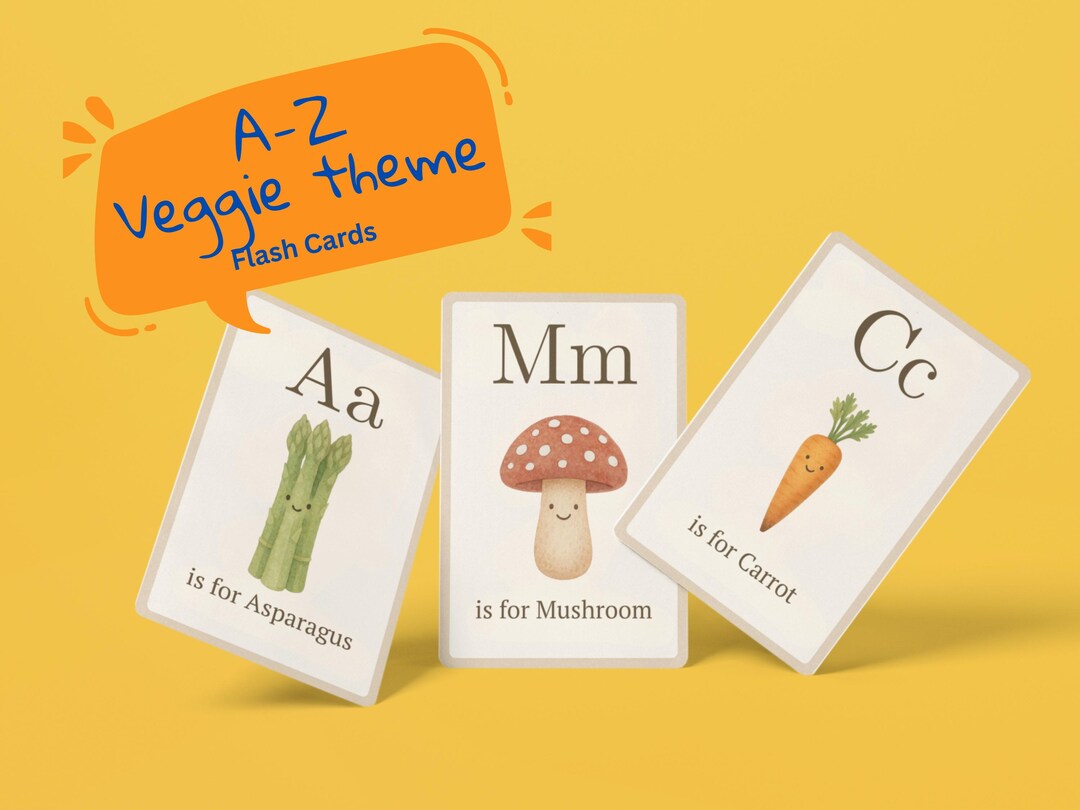Veggie ABC Flash Cards A–Z – Printable Alphabet Cards for Kids ...
