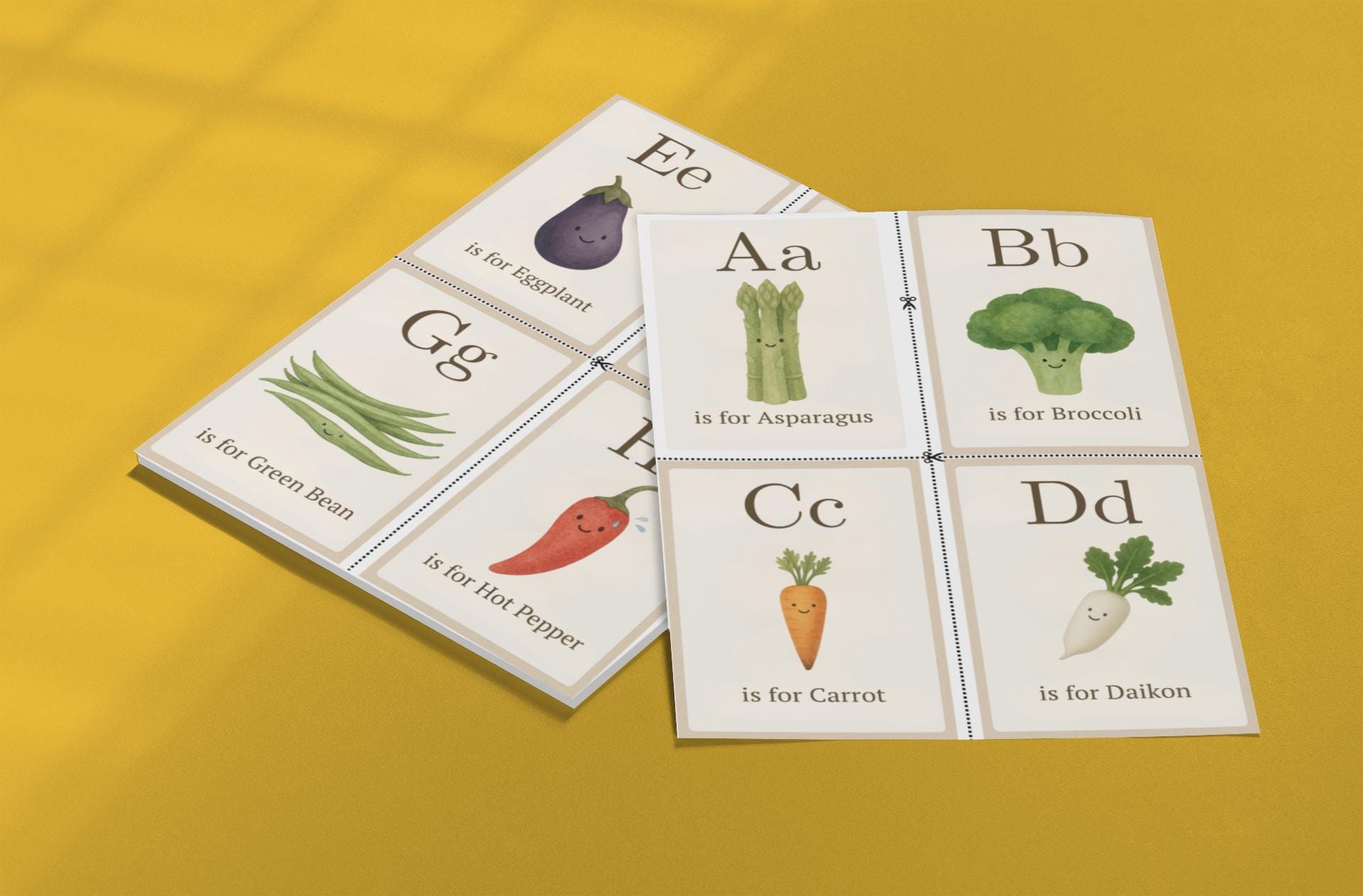 Veggie ABC Flash Cards A–Z – Printable Alphabet Cards for Kids ...