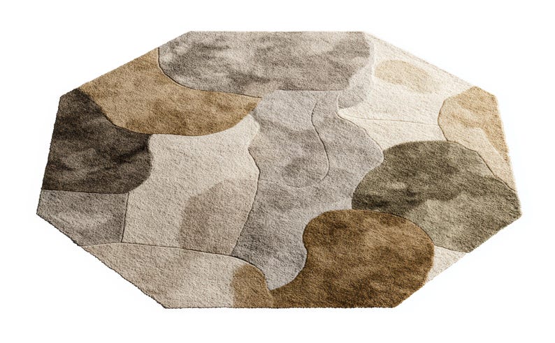 Earth Tone Colors Octagon Shape Woolen Rug – Neutral Abstract Beige ...