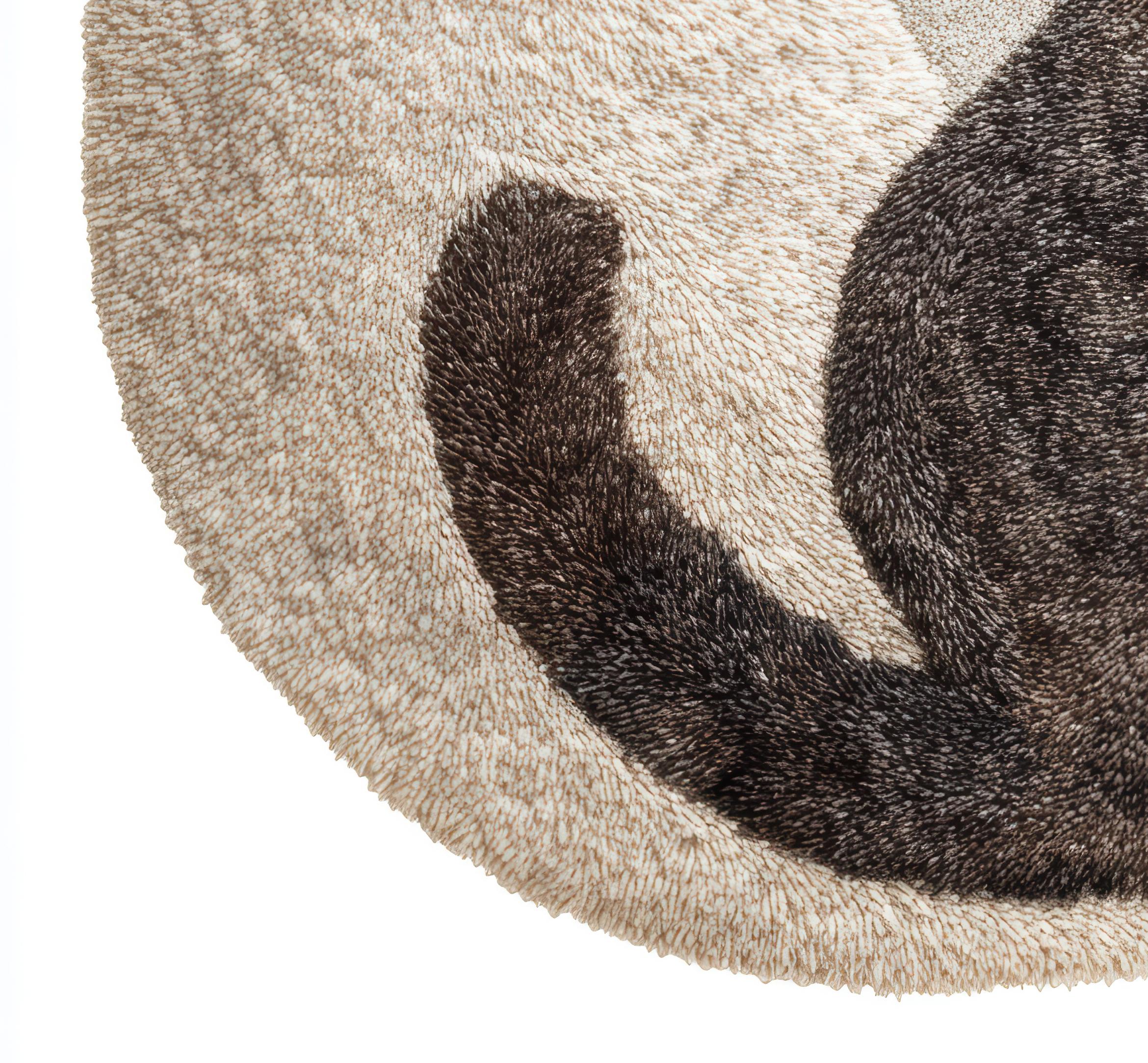 Hand Made Round Black White Cat Yin Yang Rug – Woolen Carpet, Pet ...