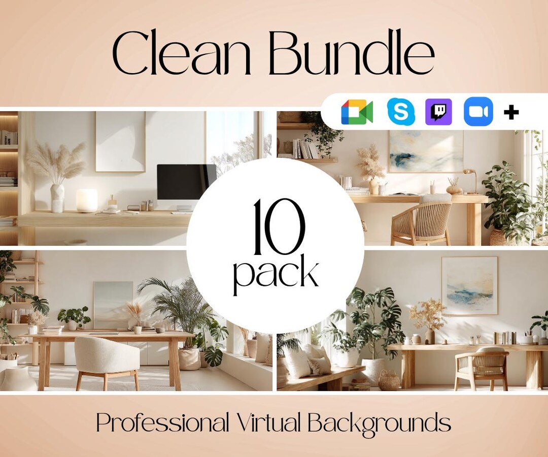 10 Zoom Warm Backgrounds: Professional Office & Home Office (digital ...