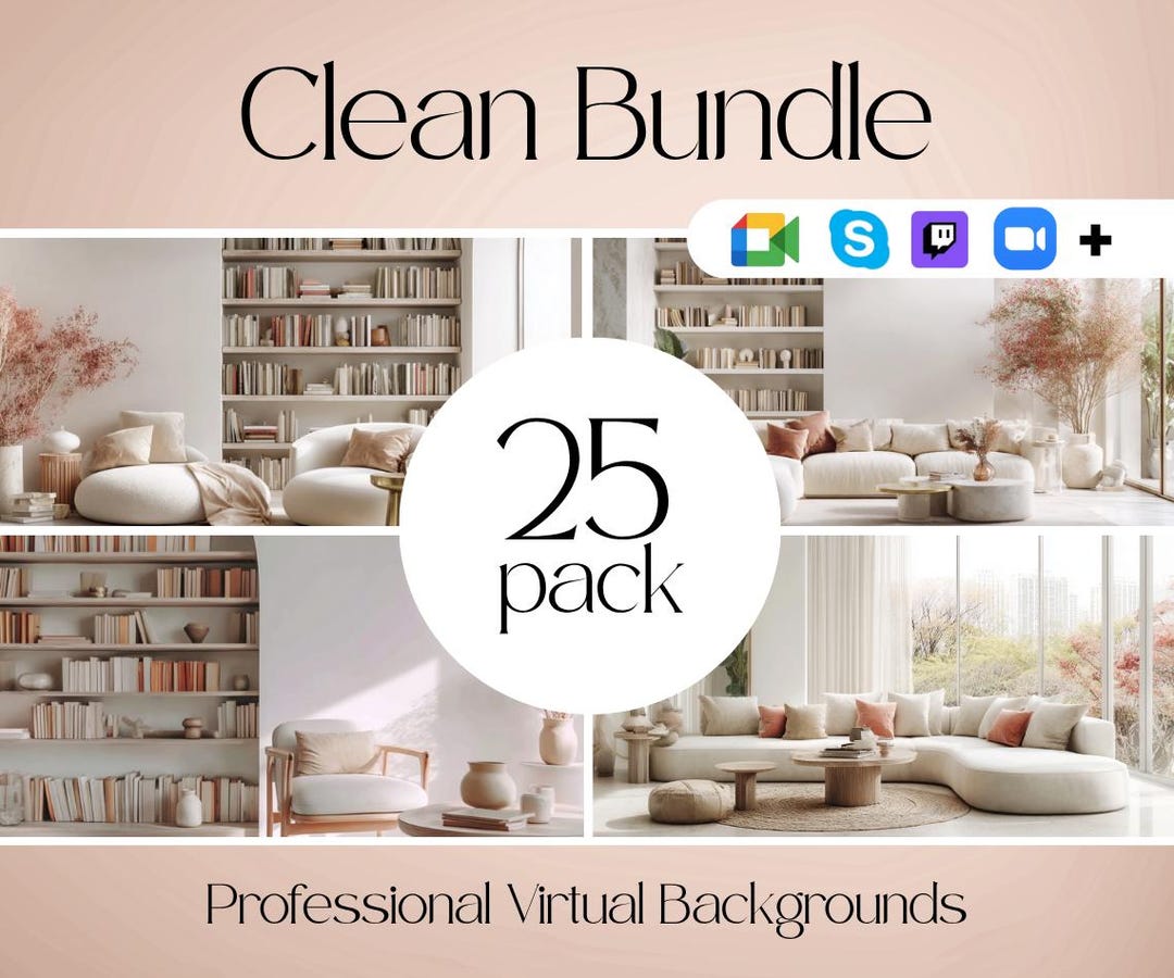 25 Warm Neutral Zoom Backgrounds: Modern Home Office (digital Download ...