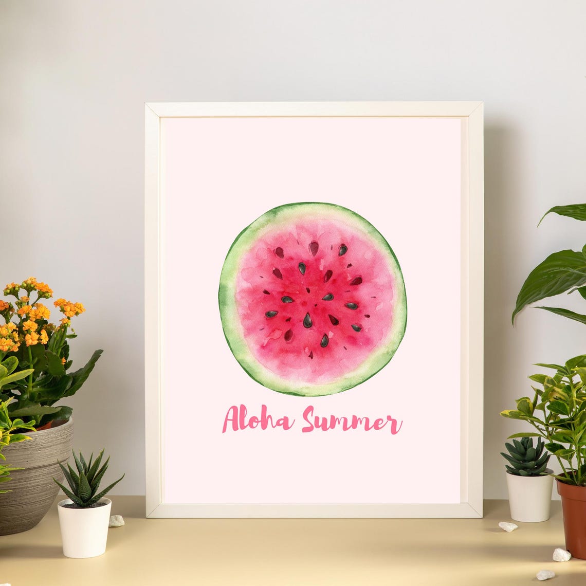Aloha Summer Printable | Watercolor Watermelon Wall Art | Summer ...