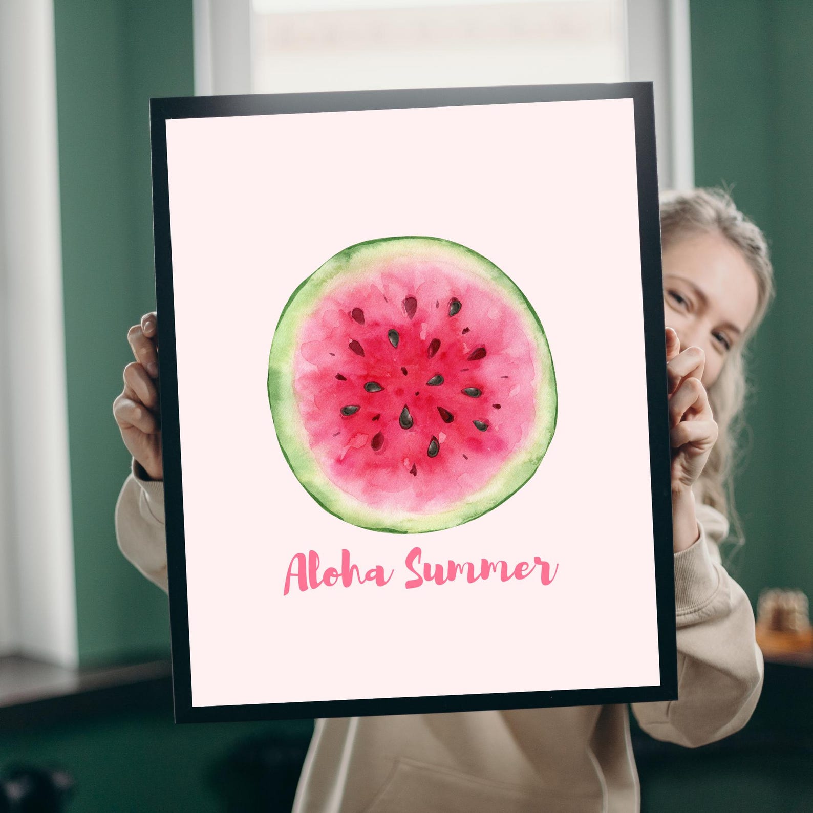 Aloha Summer Printable | Watercolor Watermelon Wall Art | Summer ...
