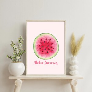 Aloha Summer Printable | Watercolor Watermelon Wall Art | Summer ...