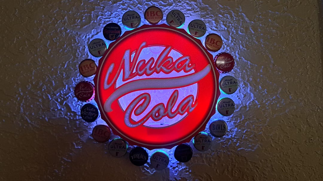 Fallout- Nuka Cola Light-up Wall Sign With Bottle Cap Display - Etsy UK