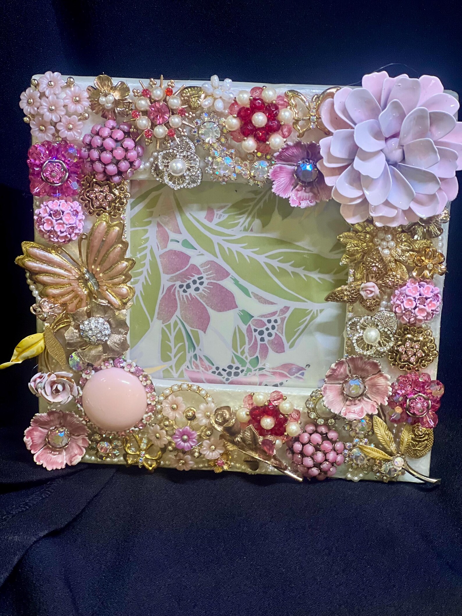 Vintage Jewelry One of a Kind Picture Frame Pinks Pearls and Gold - Etsy