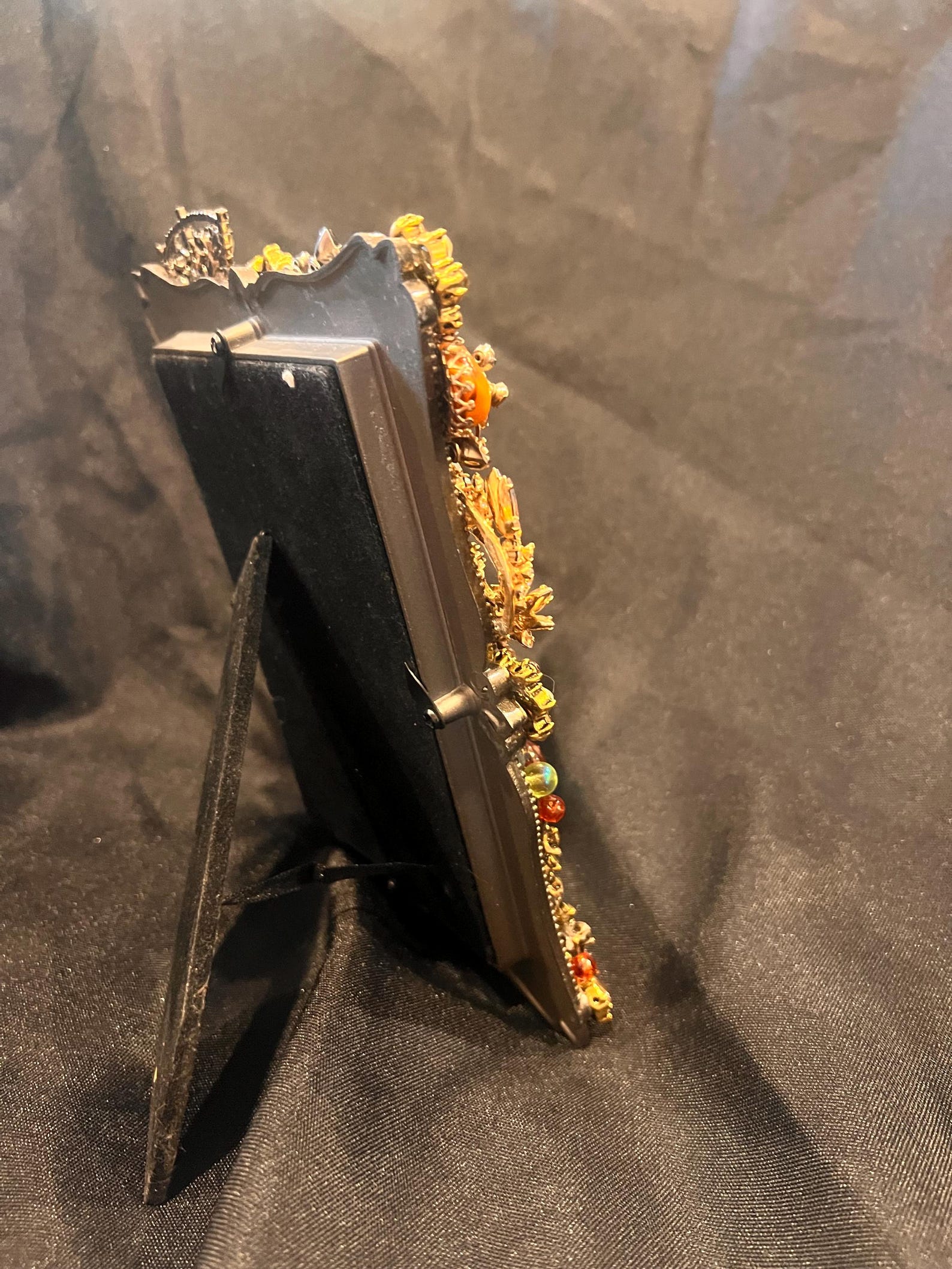 Hand-crafted Amber and Green Fan Jeweled Picture Frame: One of a Kind ...