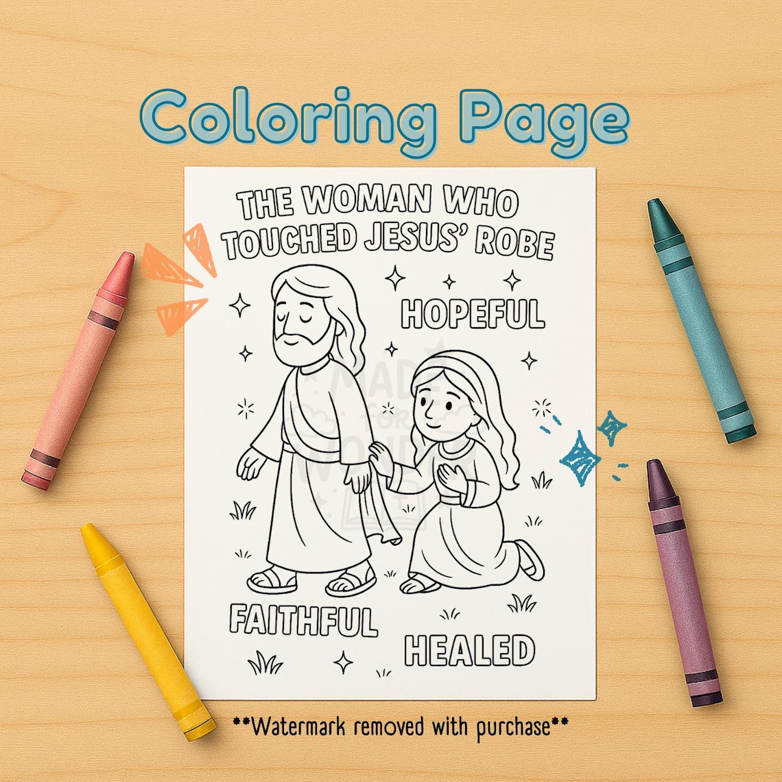 Woman Who Touched Jesus’ Robe | Bible Hero Coloring Sheet for Girls ...