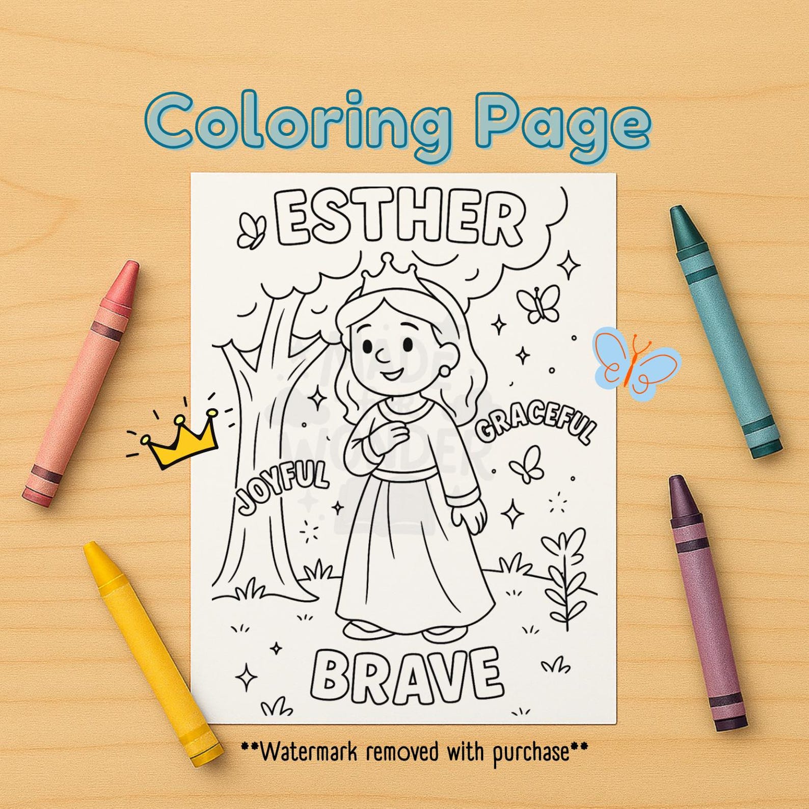 Queen Esther Coloring Page | Bible Hero Coloring Sheet for Girls ...