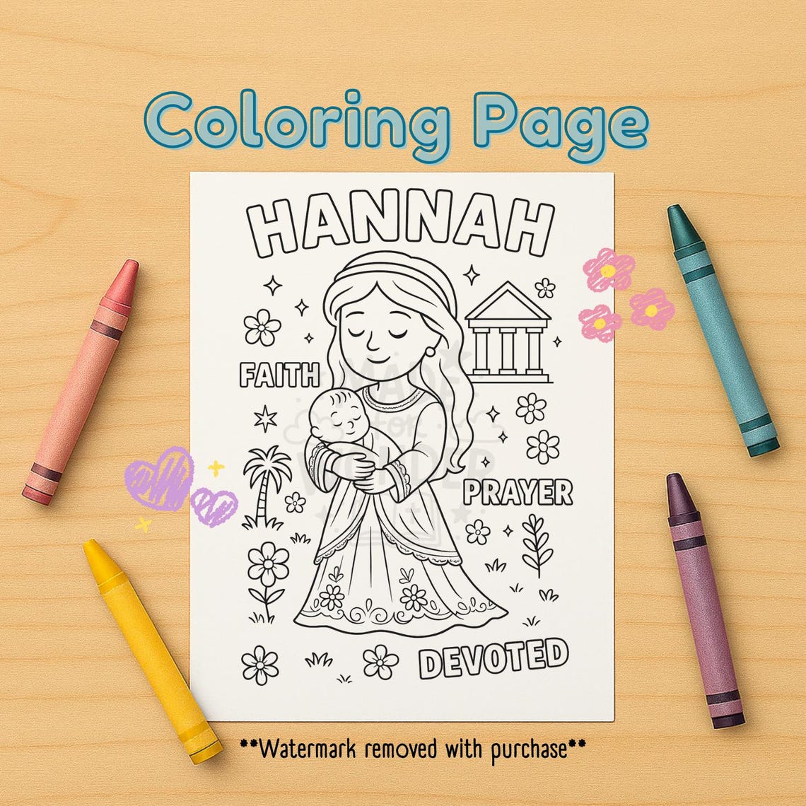 Hannah Coloring Page | Bible Hero Coloring Sheet for Girls | Christian ...