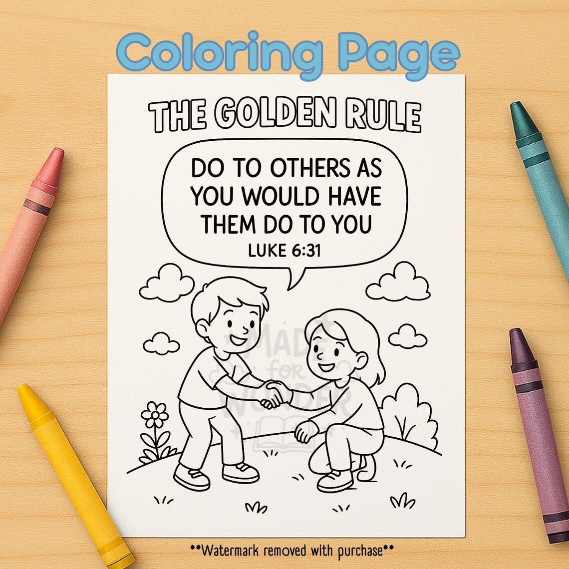 Luke 6:31| Bible Verse Coloring Book Page for Kids | Scripture Art With ...