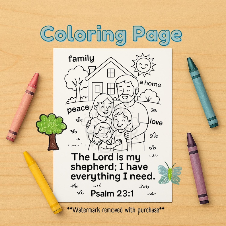Psalms 23:1 |bible Verse Coloring Book Pages for Kids | Scripture Art ...