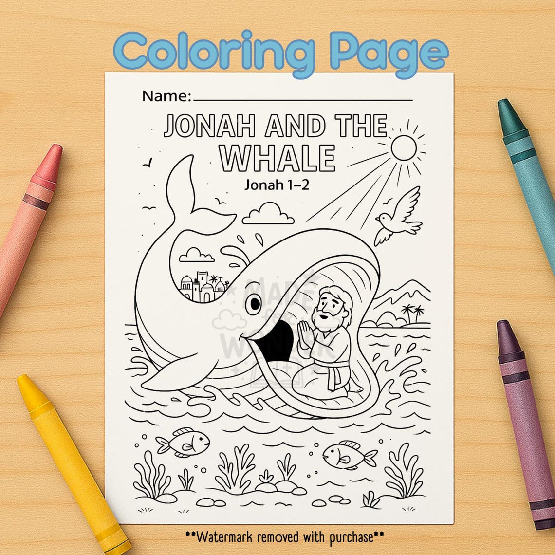 Jonah and the Whale | Christian Coloring Page – Printable Bible ...