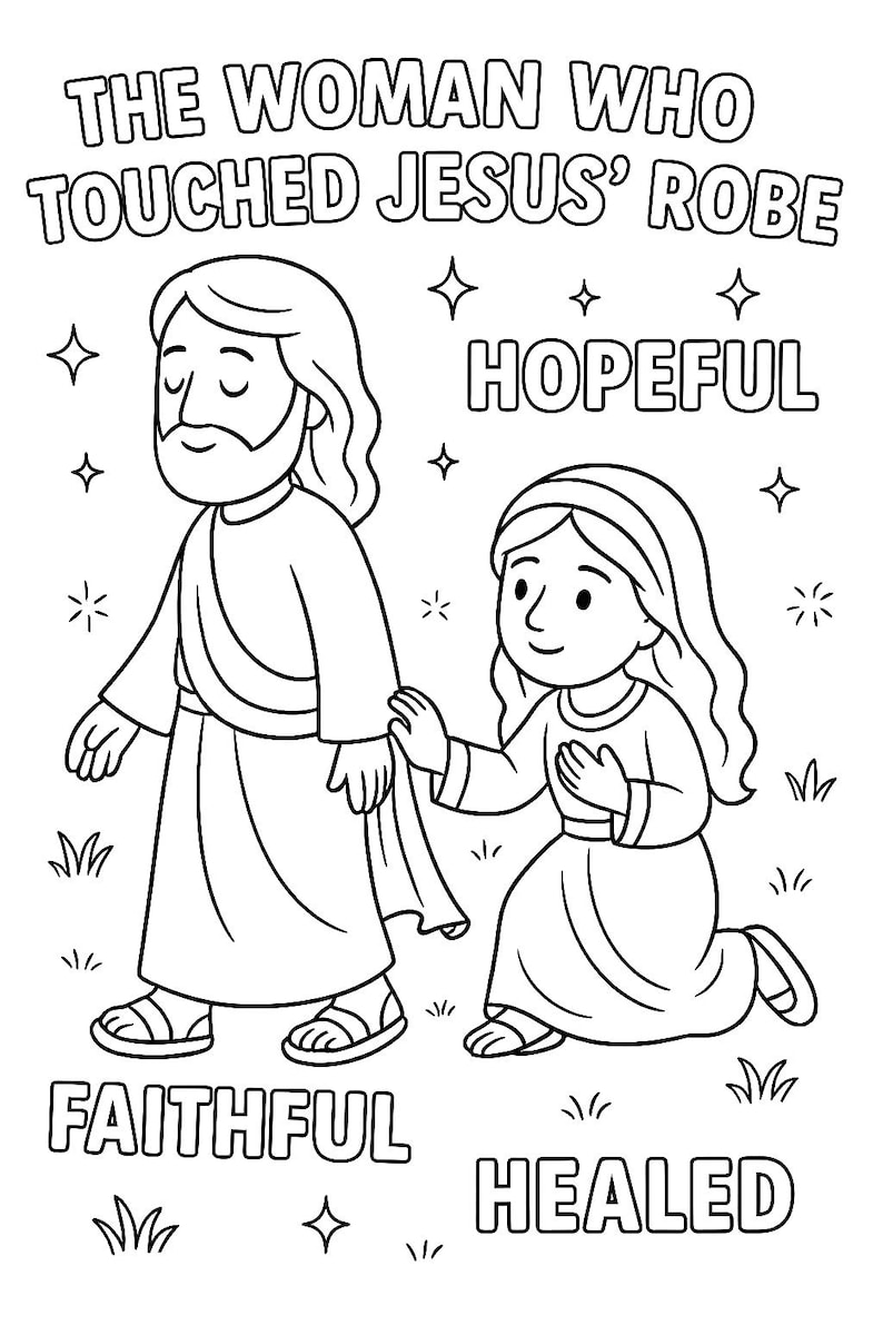 Woman Who Touched Jesus’ Robe | Bible Hero Coloring Sheet for Girls ...