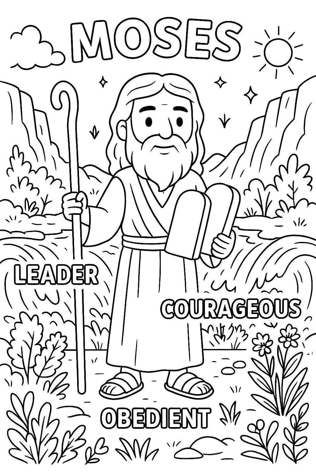 Moses | Boys of the Bible Coloring Page – Printable Bible Character for ...