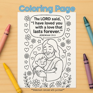 Jeremiah 31:3 |bible Verse Coloring Book Pages for Kids | Scripture Art ...