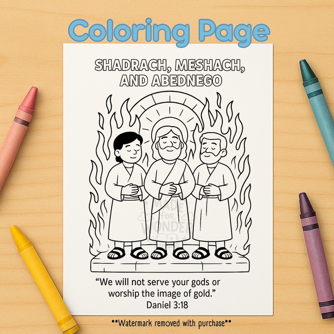 Shadrach, Meshach, and Abednego | Boys of the Bible Coloring Page ...