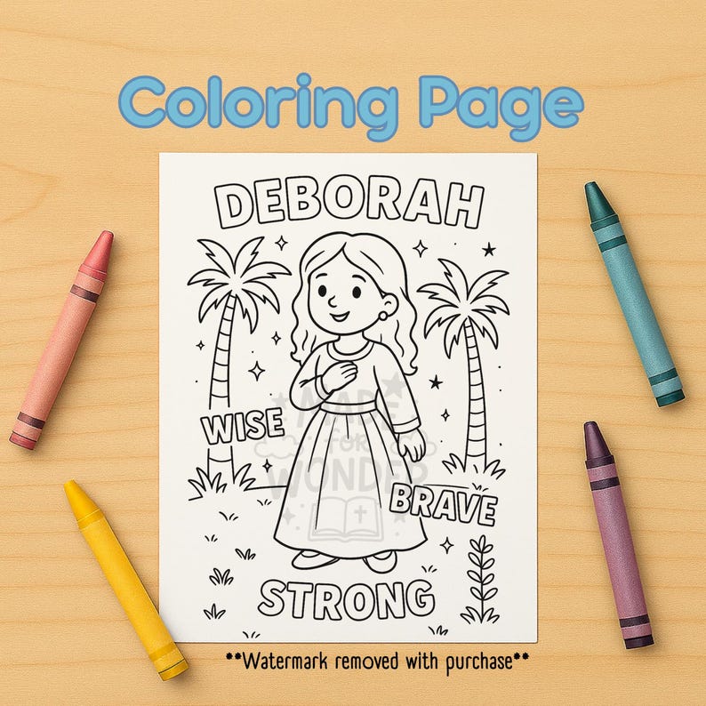 Deborah Coloring Page | Bible Hero Coloring Sheet for Girls | Christian ...