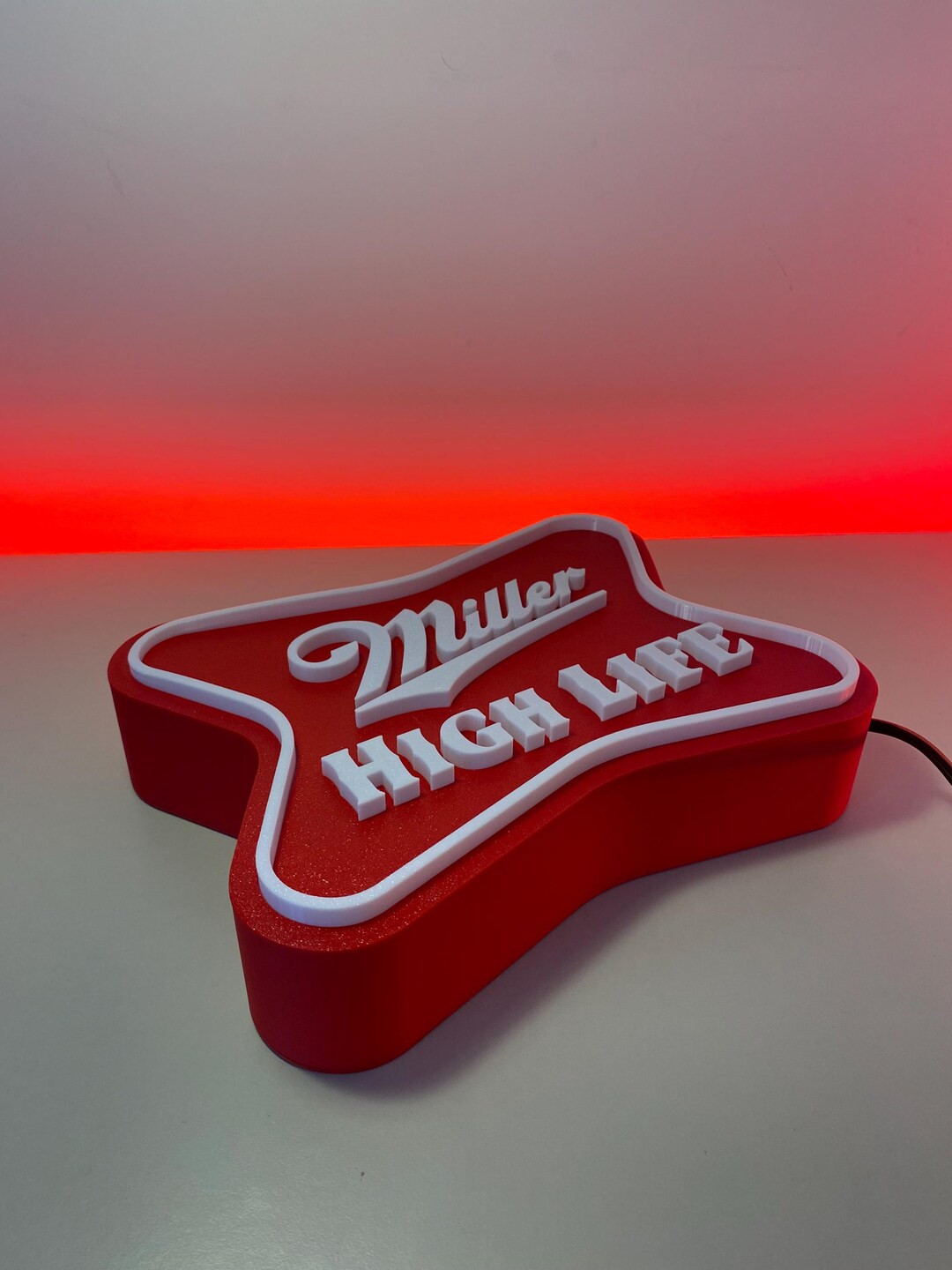3D Printed Miller High Life Sign Light: Man Cave Decor, USB Night Light ...